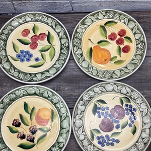 PIZZATO Pottery Plate: Handmade Hand-painted Fruit Motif, Embossed Edge ...