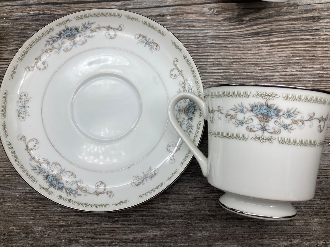 DIANE Pattern Fine Porcelain China set of 2 Cups and Saucers - Etsy