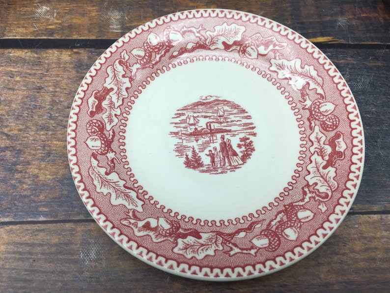 Vintage Royal China Ironstone Red Transferware Plate or Saucers ...