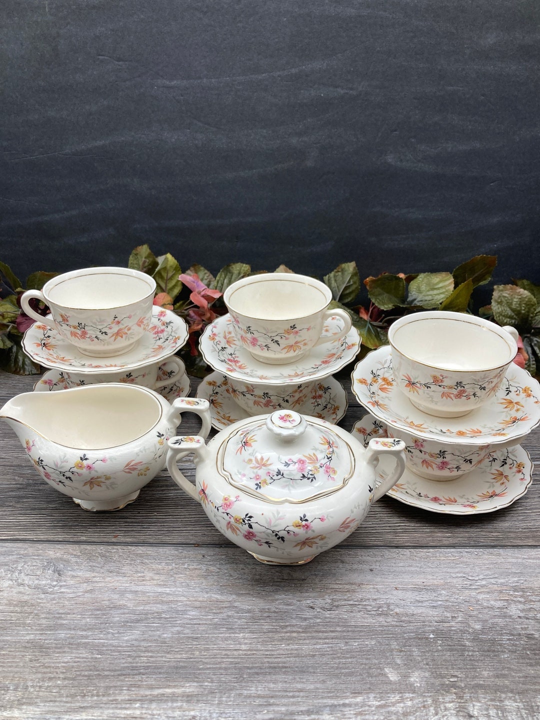 RARE Canonsburg Pottery Company Pattern~ Two Cups and Saucers OR Sugar ...