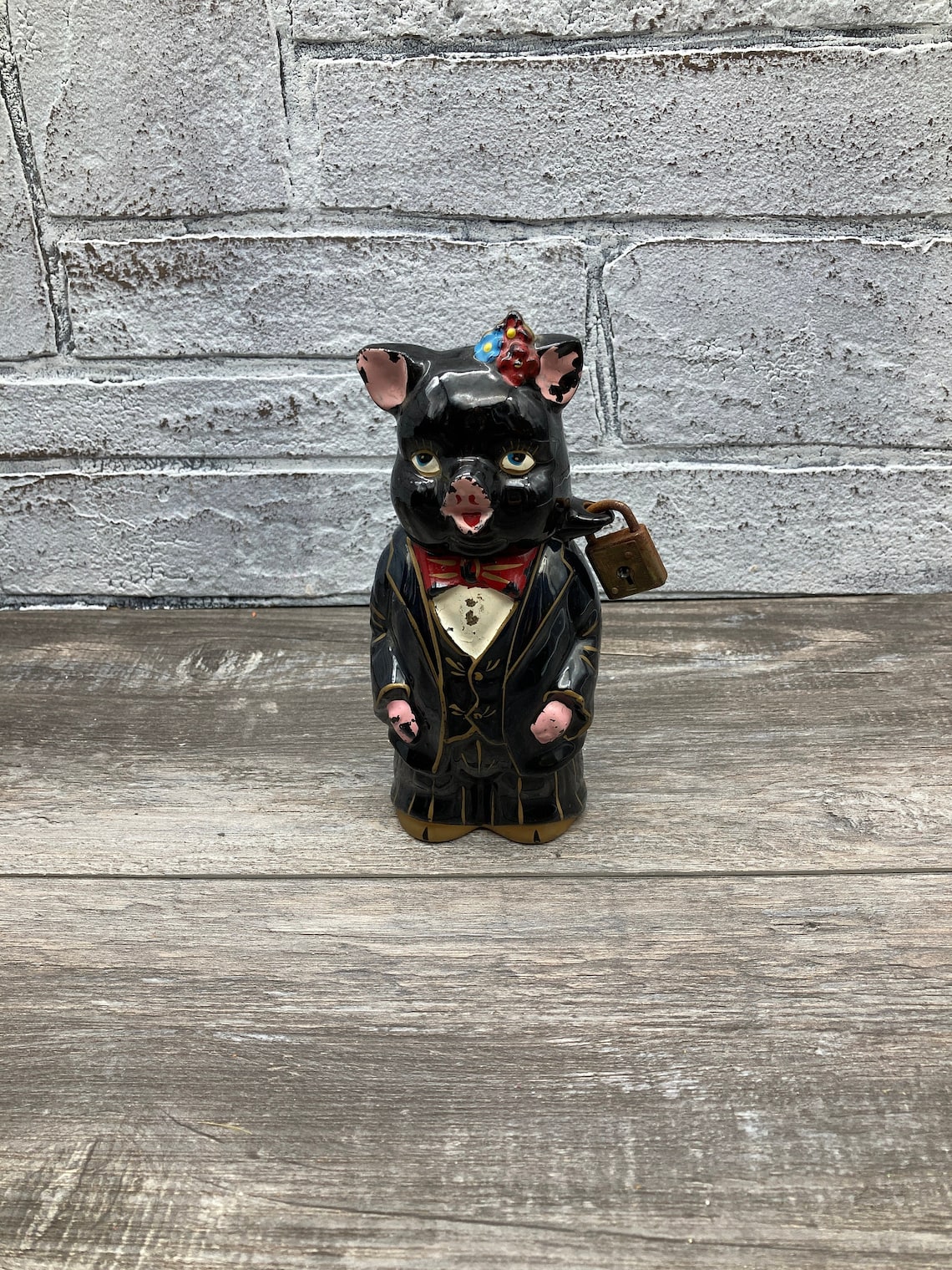 Collectible Relco Redware Ceramic Black Pig Bank Hand Painted - Etsy