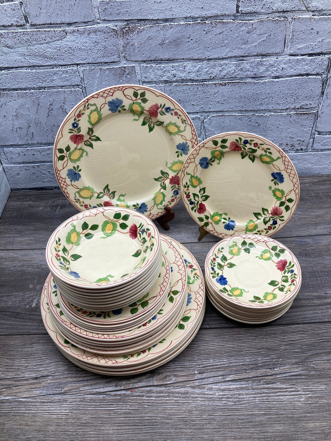 Antique Titian Ware Adams China: Royal Ivory Floral Plates, Made in ...