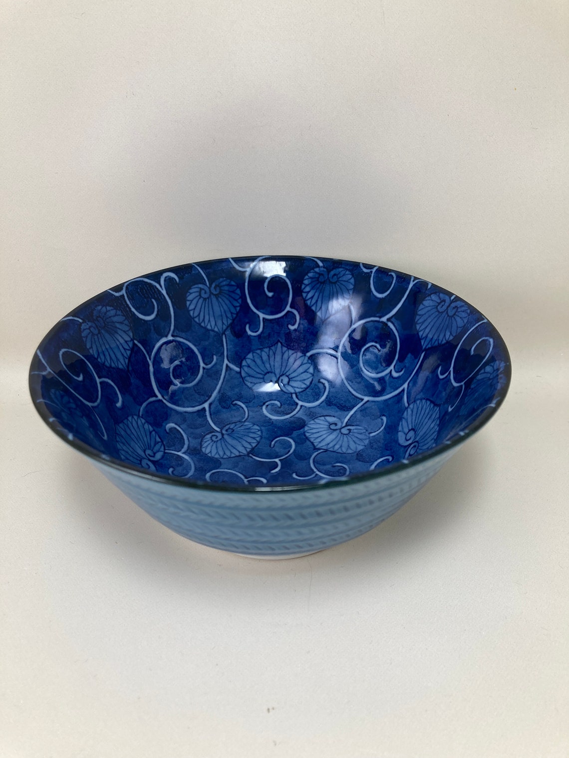 Vintage Japanese Rice Bowl Blue Asian Serving Bowl Oriental | Etsy