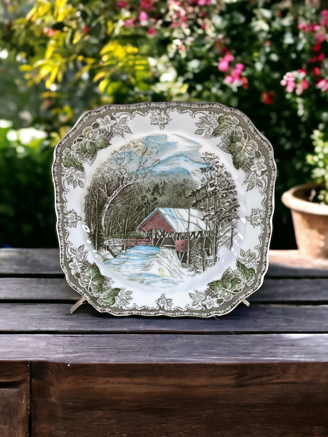 The Friendly Village 7.5 Square Salad Plate Vintage China Johnson ...