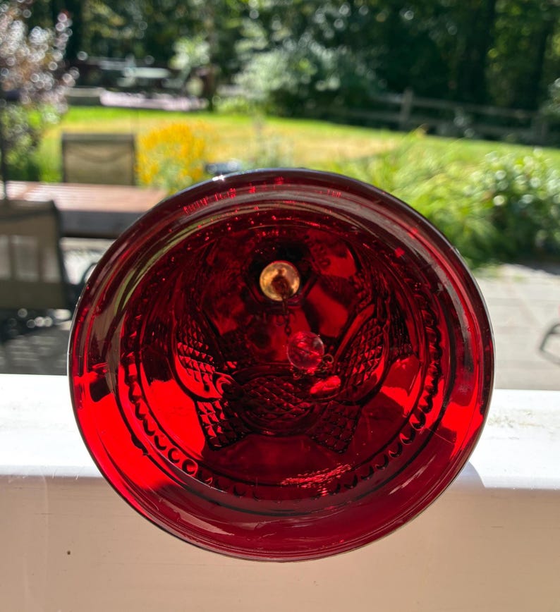 Avon Ruby-red Pressed Glass Cape Cod Collection ~ Bell / Cruet ...