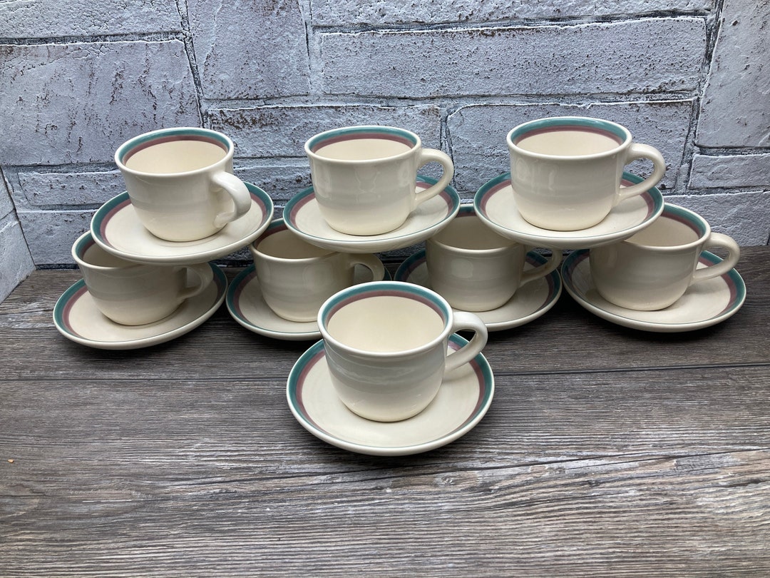 1990s Pfaltzgraff Stoneware "juniper" Pattern ~TWO Cup and Saucer Sets ...