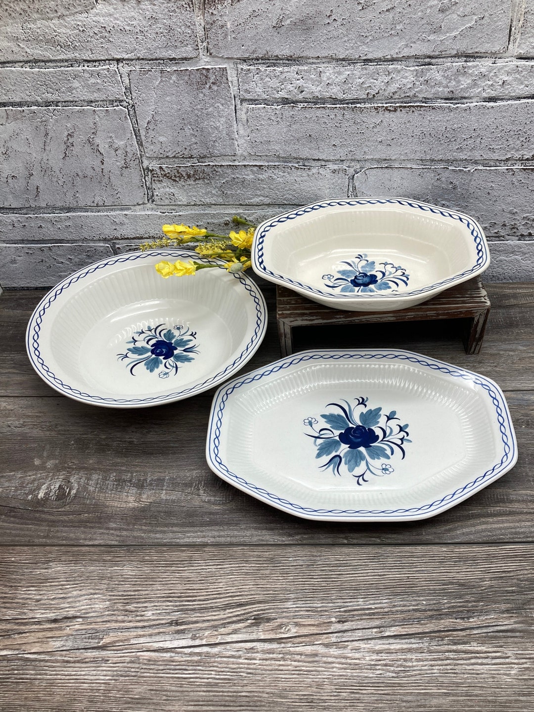 BALTIC BLUE Pattern Adams China English Ironstone Blue & White Floral ...