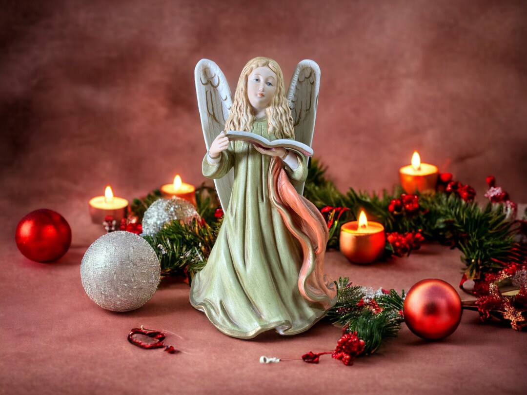 1986 Geo. Z. LEFTON Porcelain Christmas Angel Figurine MUSIC BOX 