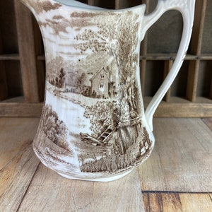 Alfred MEAKIN tintern Small Pitcher 16 Oz Creamer Brown Transferware ...