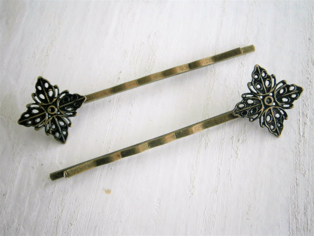 Black Filigree Patina Antique Bronze Bobby Pins Set of Two/Hair Clips ...