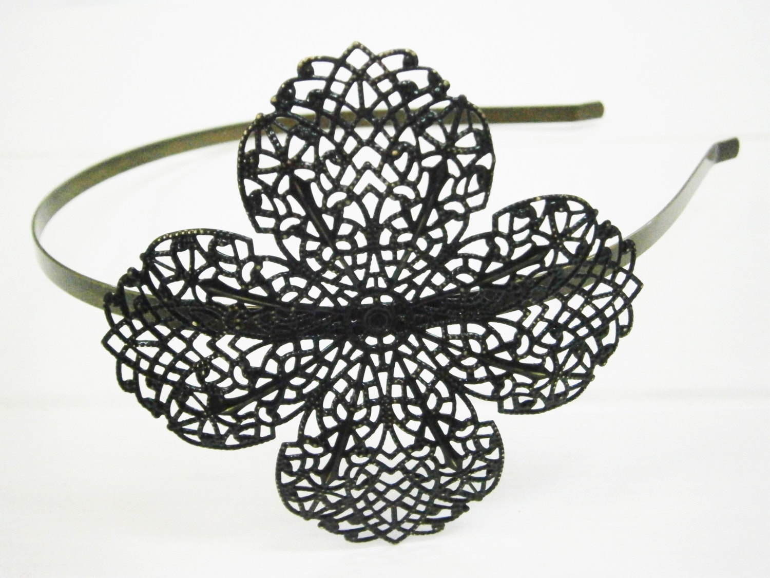 Black Patina Filigree Headband - Hair Accessory, Bridesmaid Gift ...