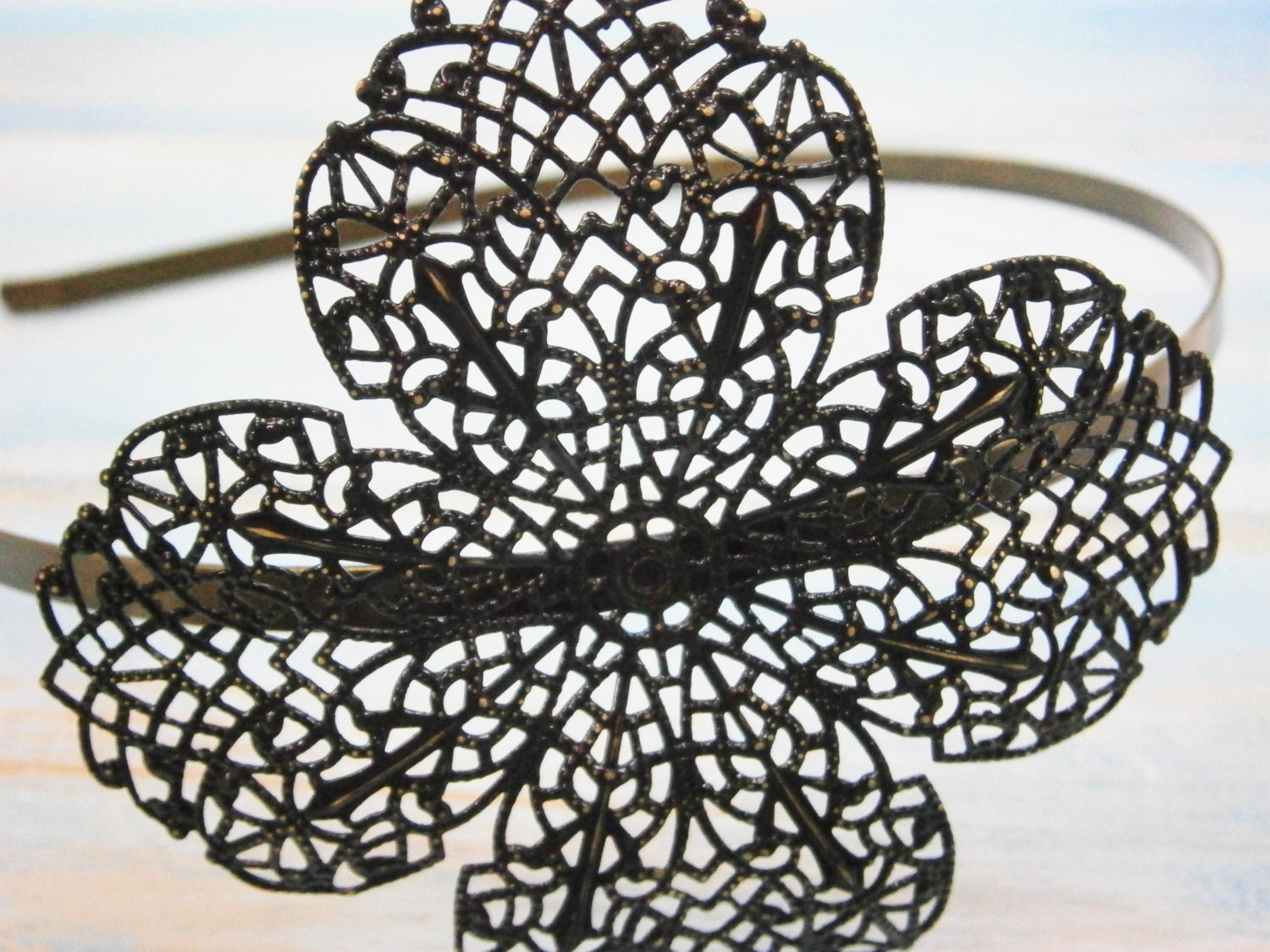 Black Patina Filigree Headband - Hair Accessory, Bridesmaid Gift ...