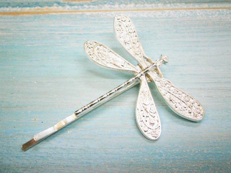 One Silver Plated Dragonfly Bobby Pin Dragonfly Hair Clip - Etsy