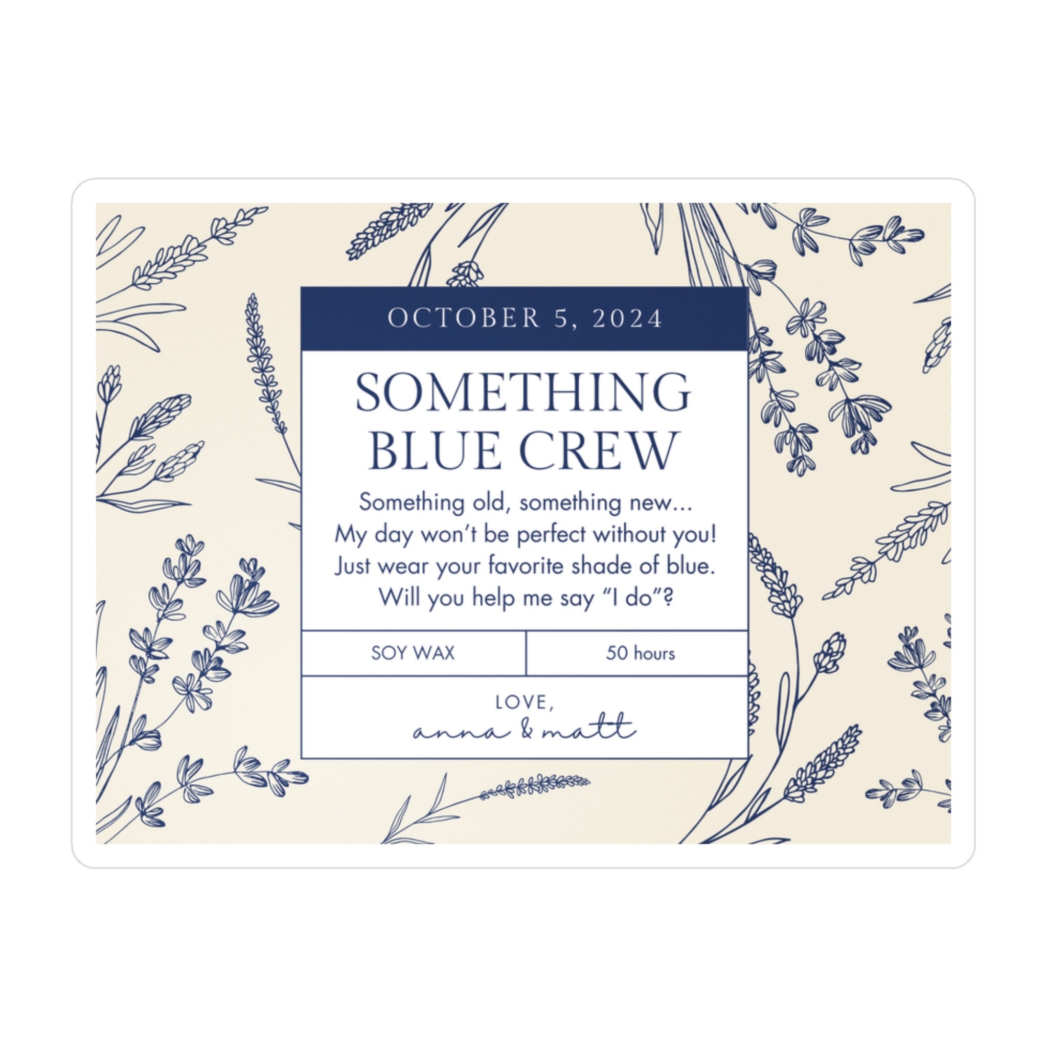 Something Blue Crew Proposal Decal Something Blue Proposal Gift Tag ...