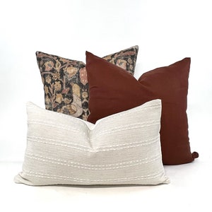 Earth Tones Botanical Pillow Cover, Black Floral Pillow, Bird Pinecone ...