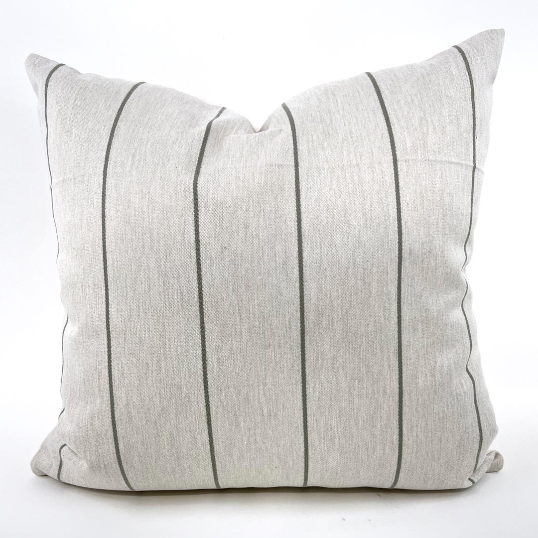 Green/gray Stripe Pillow Cover, Gray Stripe Pillow, Green Stripe Pillow ...