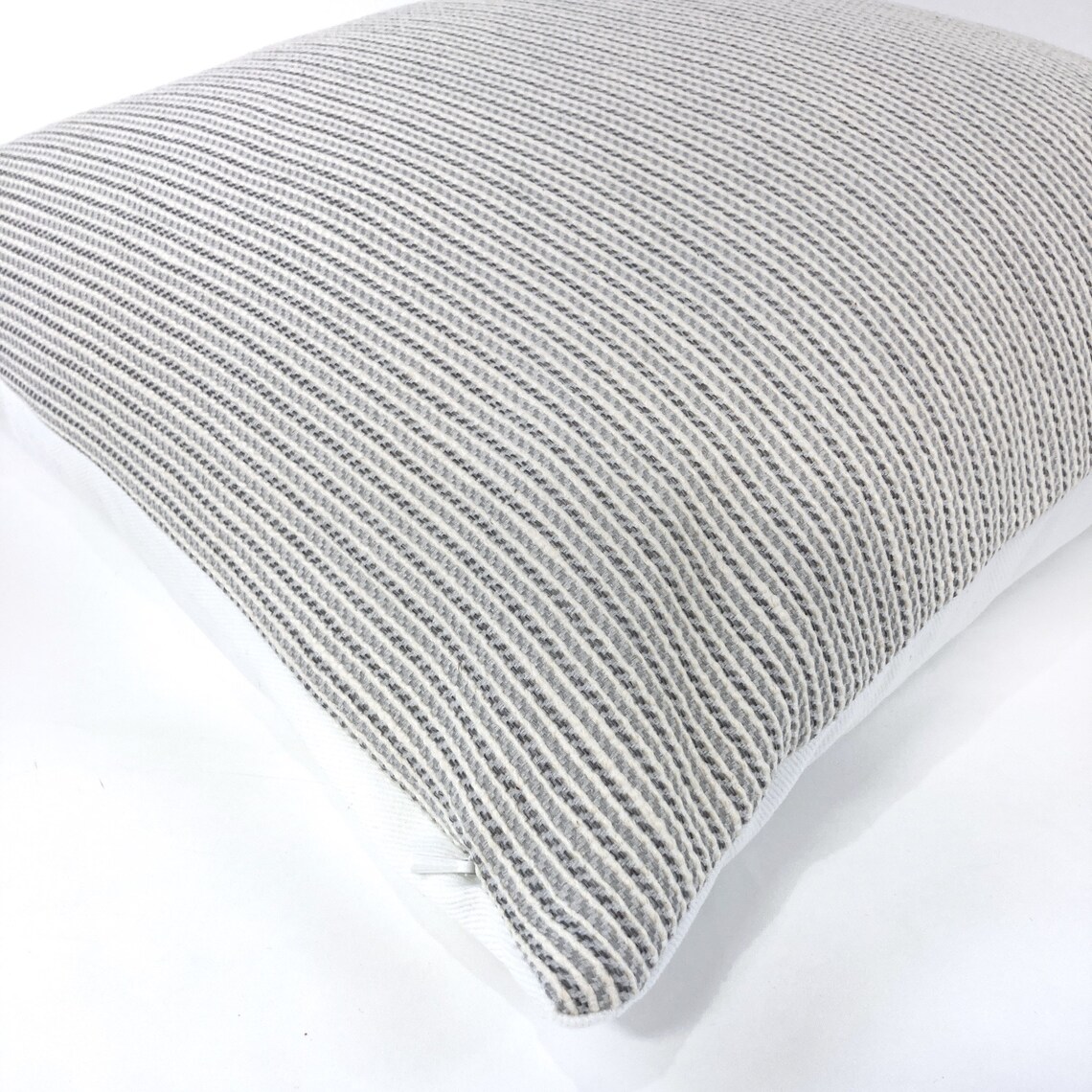 Two-toned Woven Gray Stripe Pillow Cover - Etsy