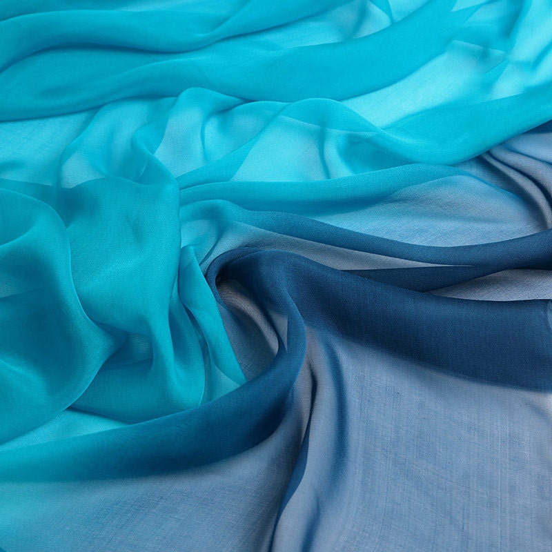 Blue Gradient Silk Scarf - Blue Gradient Coloured Silk Chiffon Scarf ...