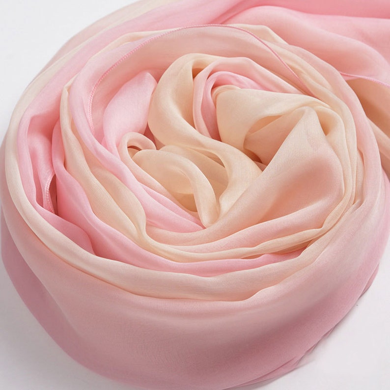 Pink Silk Scarf - Gradient Color Scarf - Light Pink Gradient Scarf ...