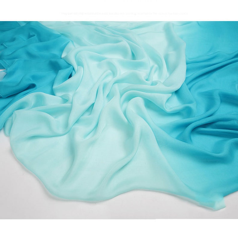 Light Sky Blue Gradient Silk Scarf Cyan Gradient Coloured - Etsy