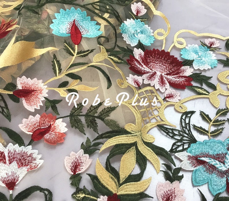 Floral Schiffli Lace Floral Champagne Lace Fabric Tulle Embroider Lace ...