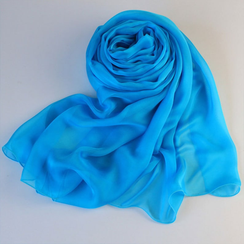 Light Blue Silk Chiffon Scarf -sky Blue Silk Chiffon Scarf - 2015-32 - Etsy