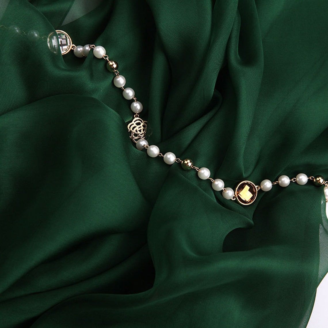 Dark Green Silk Chiffon Scarf - Green Silk Chiffon Scarf - 2014-8 - Etsy