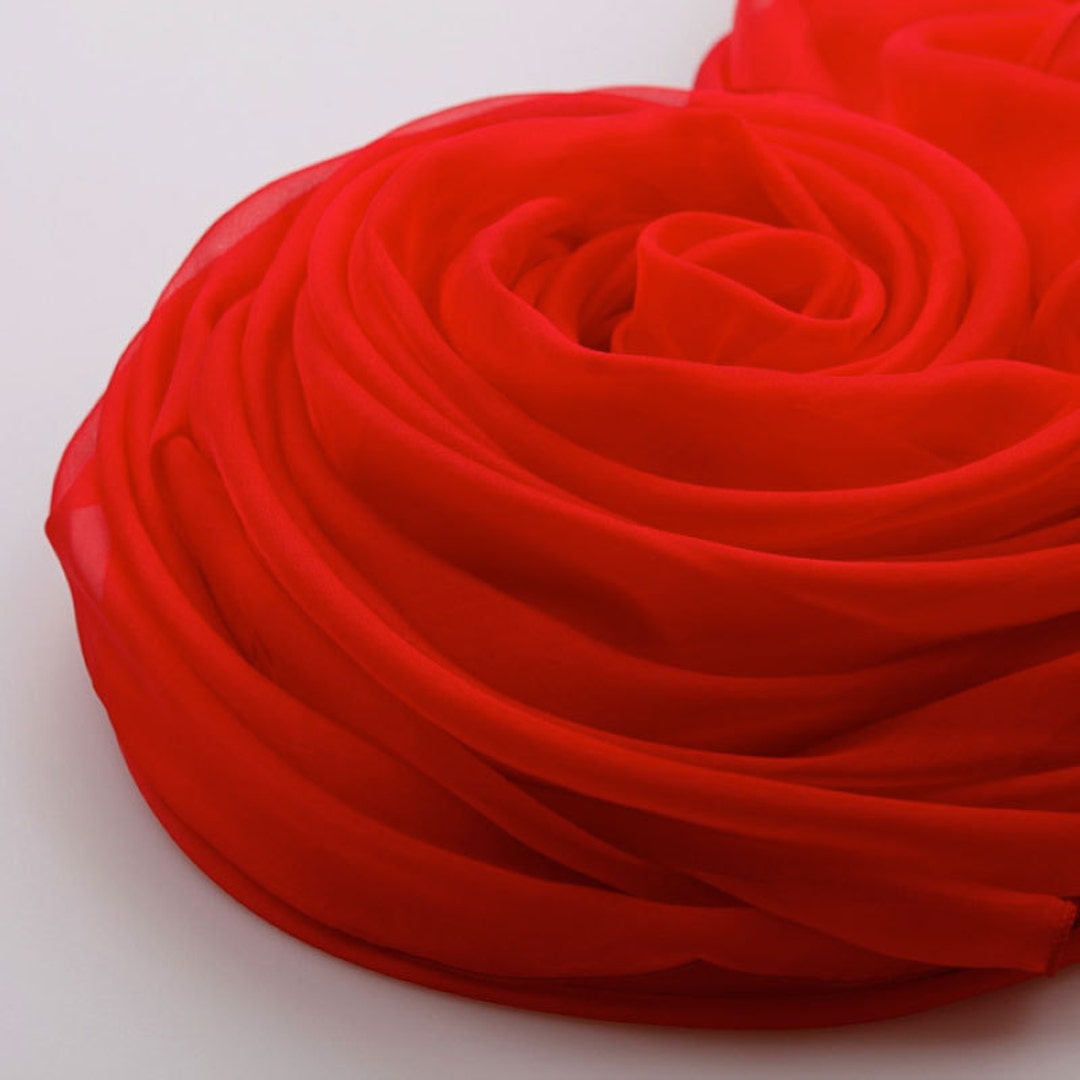 Red Silk Scarf - True Red Silk Scarf - Bright Red Silk Chiffon Scarf ...