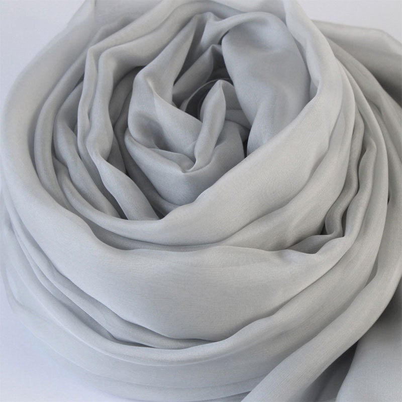 Light Gray Silk Scarf - Light Grey Mulberry Silk Chiffon Scarf - AS5 - Etsy