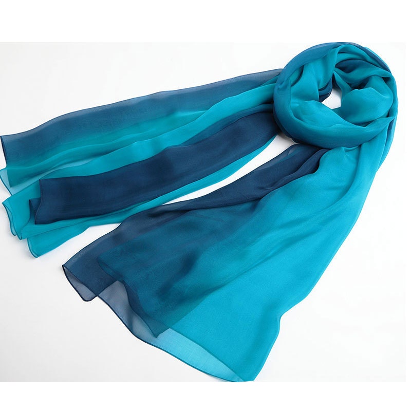 Blue Gradient Silk Scarf - Blue Gradient Coloured Silk Chiffon Scarf ...