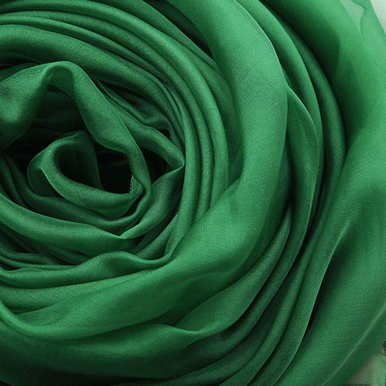 Green Silk Chiffon Scarf Emerald Green Silk Scarf Green Mulberry Silk ...