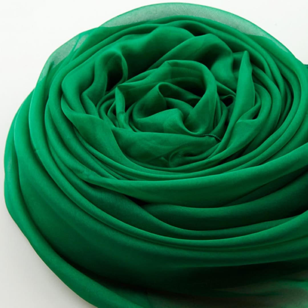 Green Silk Chiffon Scarf - Emerald Green Silk Scarf - Green Mulberry ...