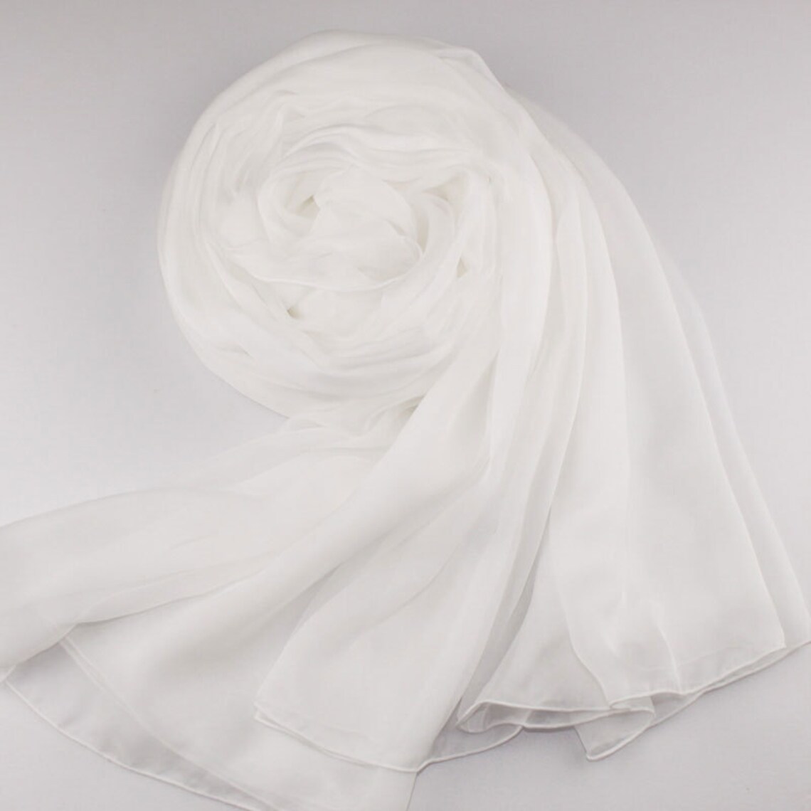 White Silk Scarf - White Mulberry Silk Chiffon Scarf - AS9 - Etsy