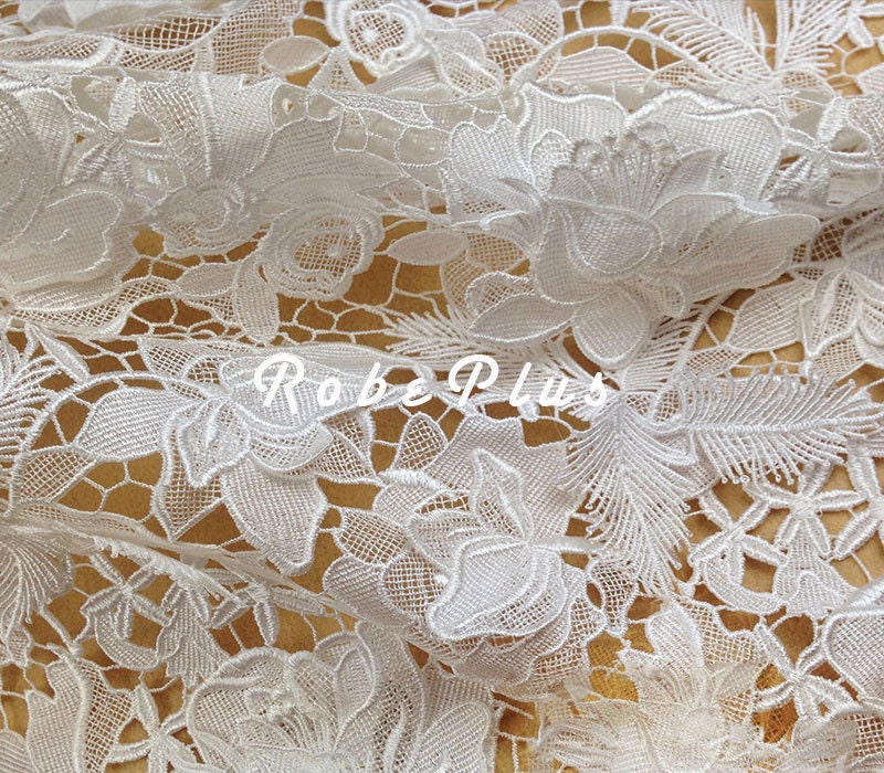 White Floral Lace Fabric White floral lace Floral | Etsy