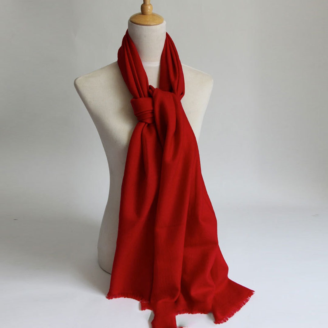 Large Red Wool Blend Scarf- Red Premium Wool Scarf - Red Wool Shawl ...