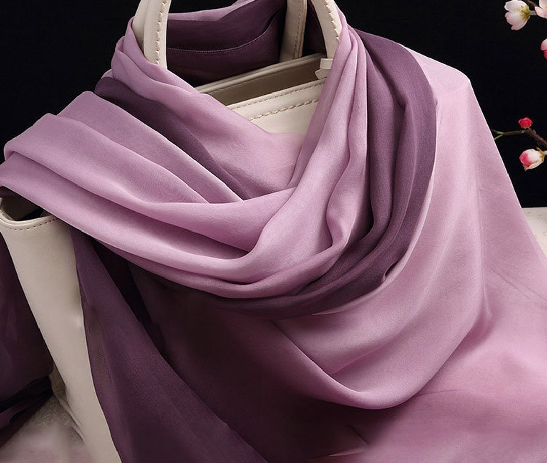 Purple Silk Scarf - Gradient Purple Color Scarf - Purple Gradient Scarf ...
