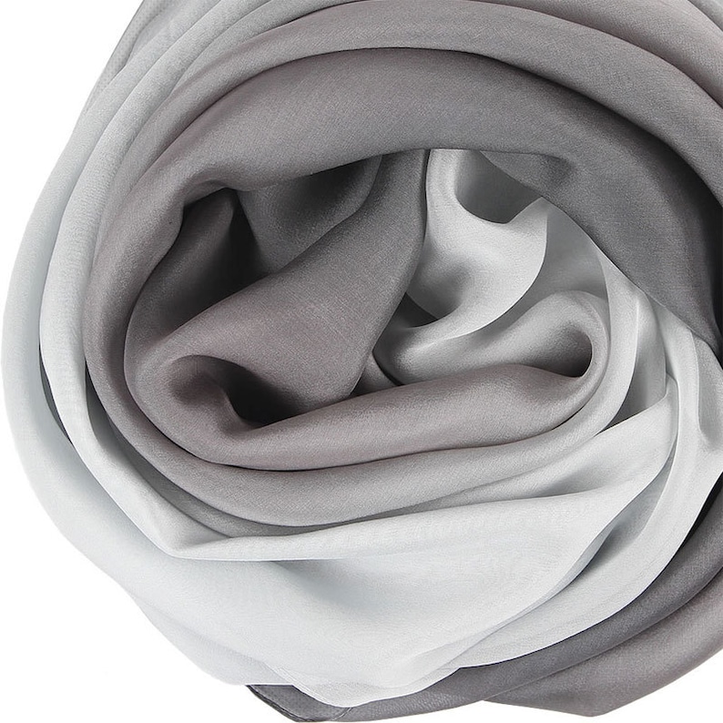 Gray Silk Scarf Gradient Color Scarf Light Gray to Dark Gray Gradient ...