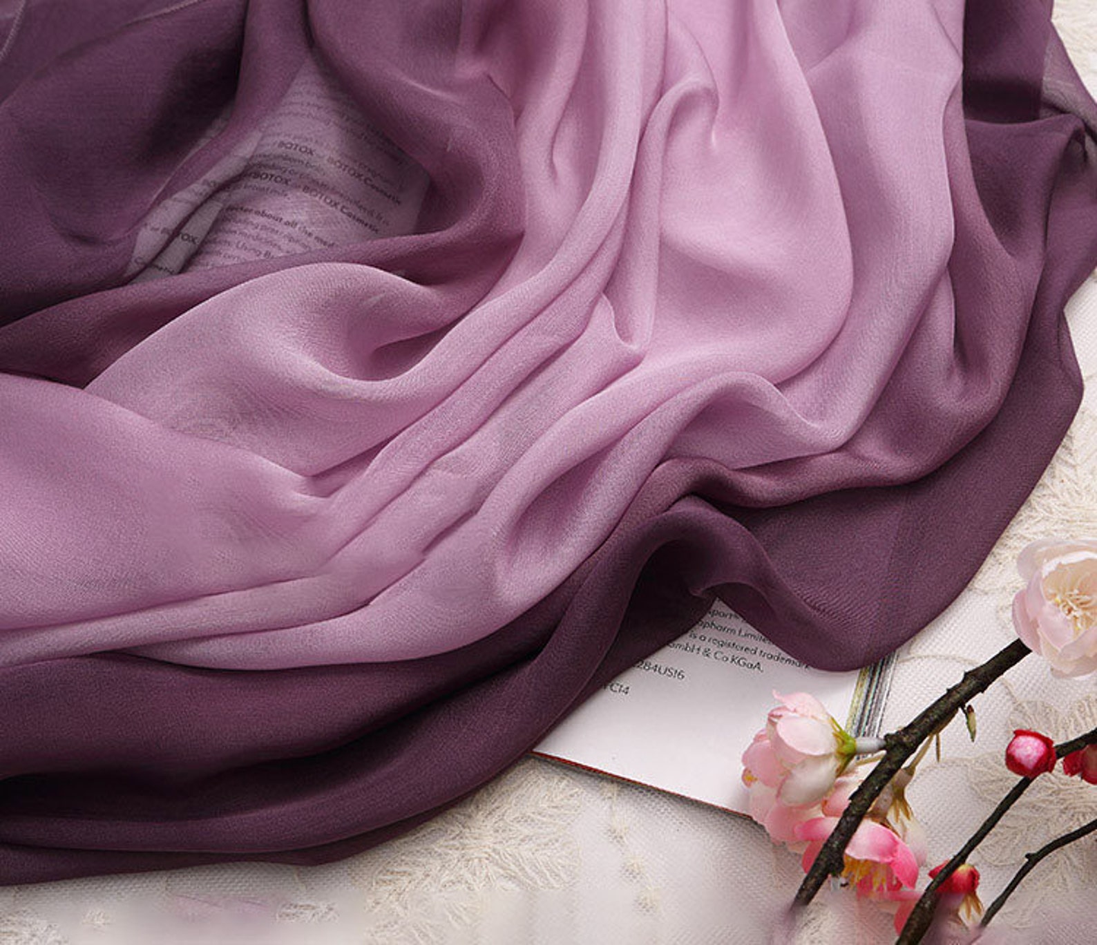 Purple Silk Scarf - Gradient Purple Color Scarf - Purple Gradient Scarf ...
