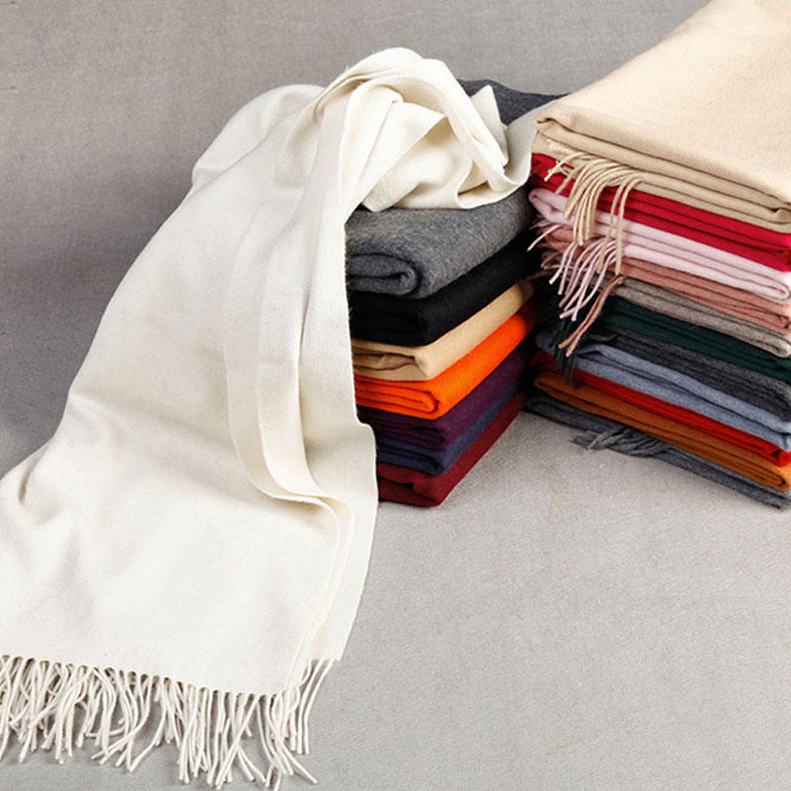 Large Wool Scarf Beige Wool Scarf White Wool Scarf Black - Etsy