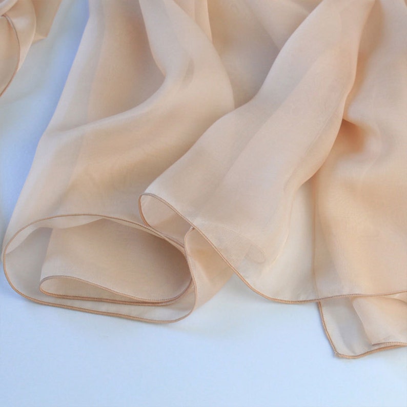 Peach Puff Silk Scarf - Navajo White Mulberry Silk Chiffon Scarf - AS2 ...