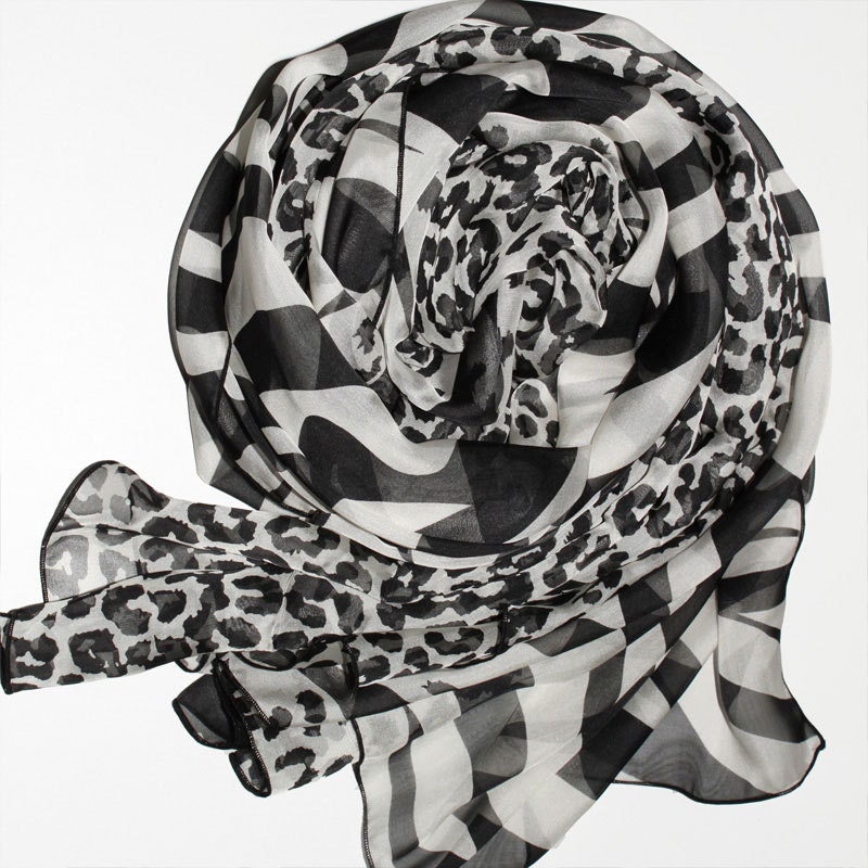 Animal Print Silk Scarf Leopard and Zebra Printed Silk Scarf - Etsy