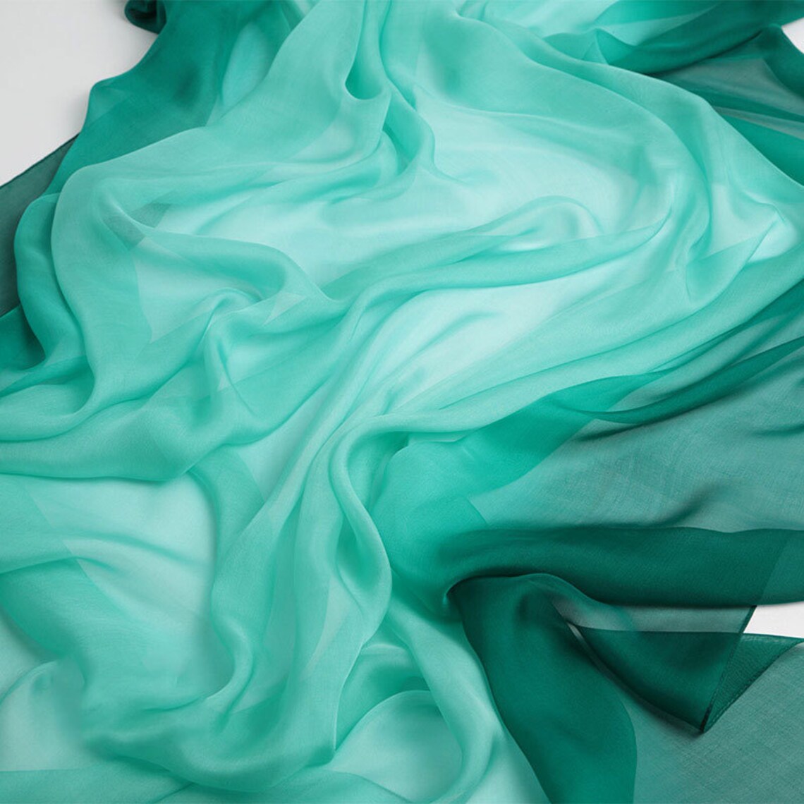 Green Silk Scarf - Green Gradient Coloured Silk Chiffon Scarf -gradient ...