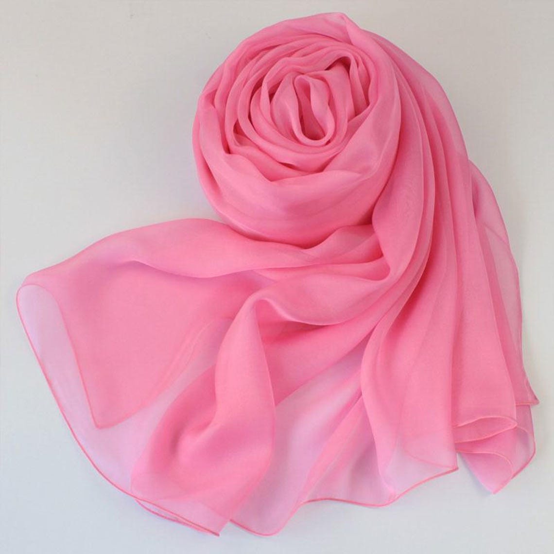 Light Pink Silk Scarf - Pink Mulberry Silk Chiffon Scarf - Pink Venus ...