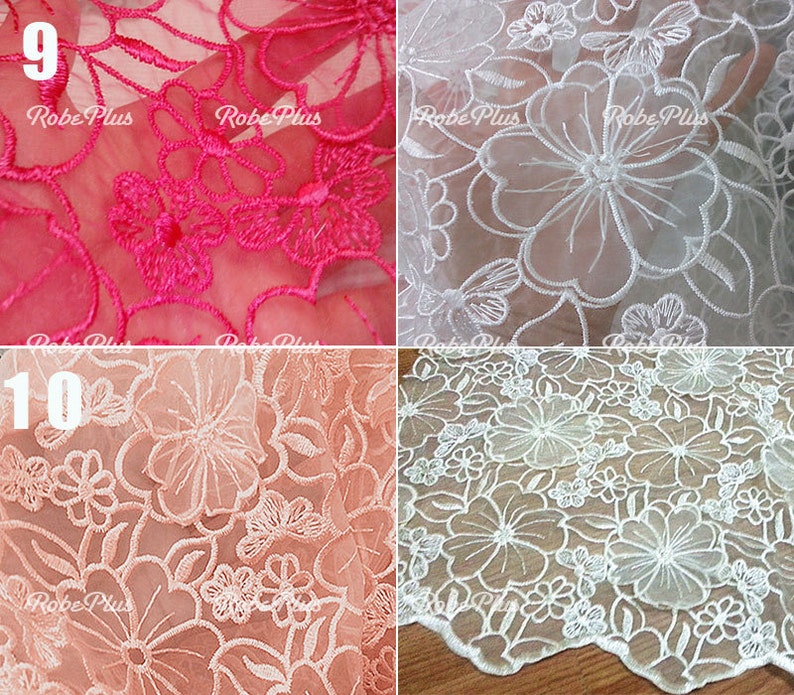 Floral Embroidered Organza Lace Fabric With Applique Etsy