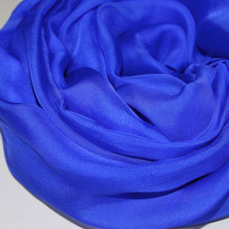 Royal Blue Silk Scarf - Crystal Blue Mulberry Silk Chiffon Scarf - AS12 ...