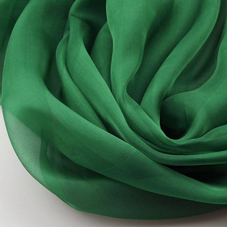 Green Silk Chiffon Scarf Emerald Green Silk Scarf Green Mulberry Silk ...