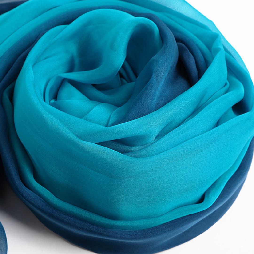 Blue Gradient Silk Scarf - Blue Gradient Coloured Silk Chiffon Scarf ...