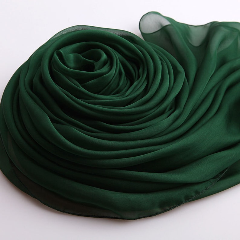 Dark Green Silk Chiffon Scarf - Green Silk Chiffon Scarf - 2014-8 - Etsy