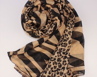 Animal Print Silk Scarf Leopard and Zebra Printed Silk Scarf | Etsy