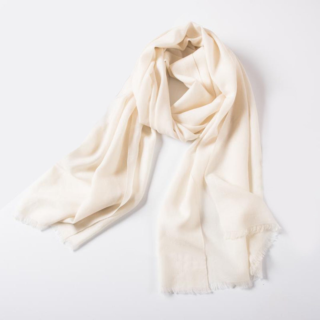 Ivory Large Wool Scarf off White Wool Scarf 80 Thread Count Wool Scarf ...